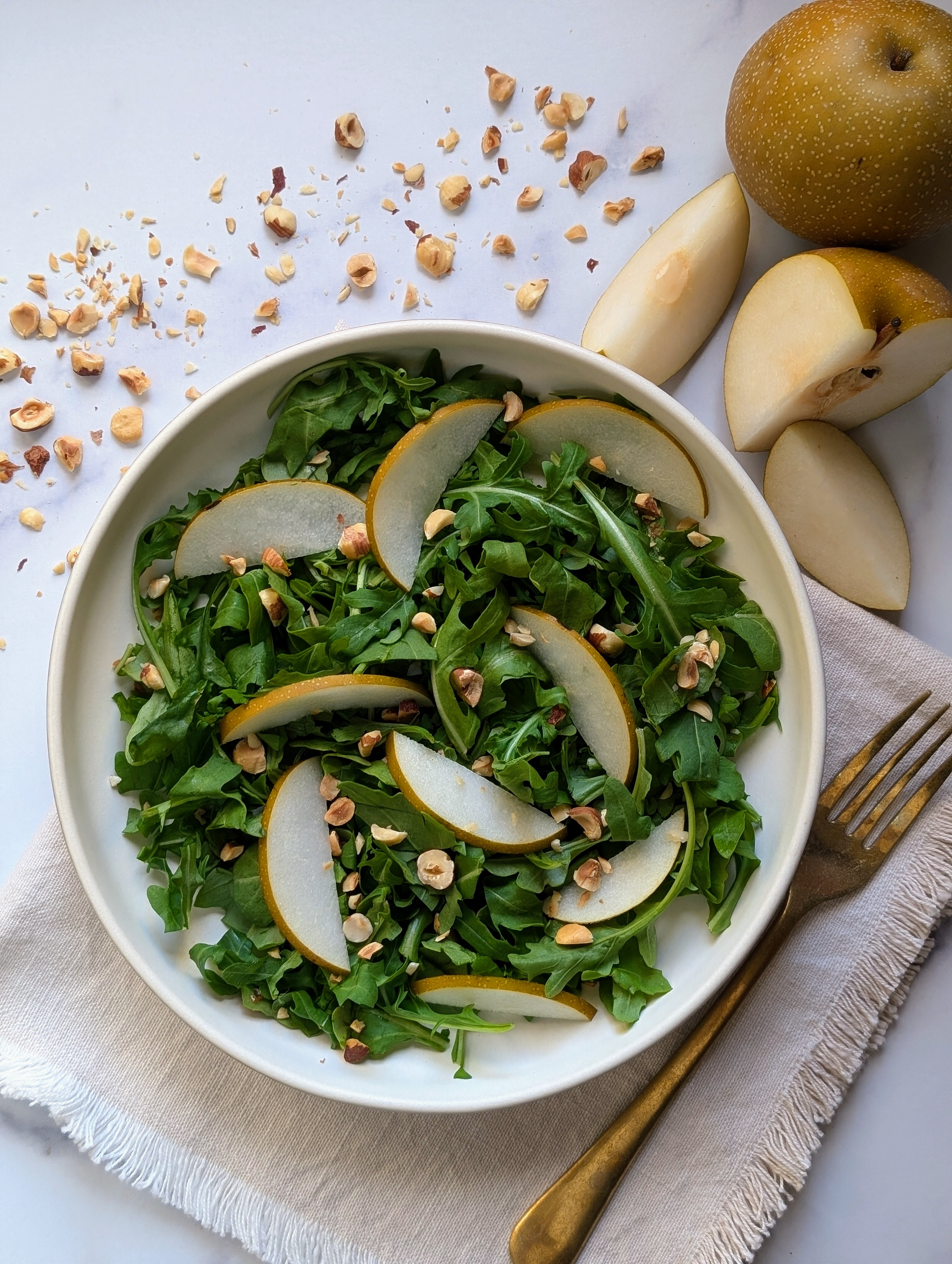 Asian Pear Arugula & Hazelnut Salad - In The Wild Heart Kitchen